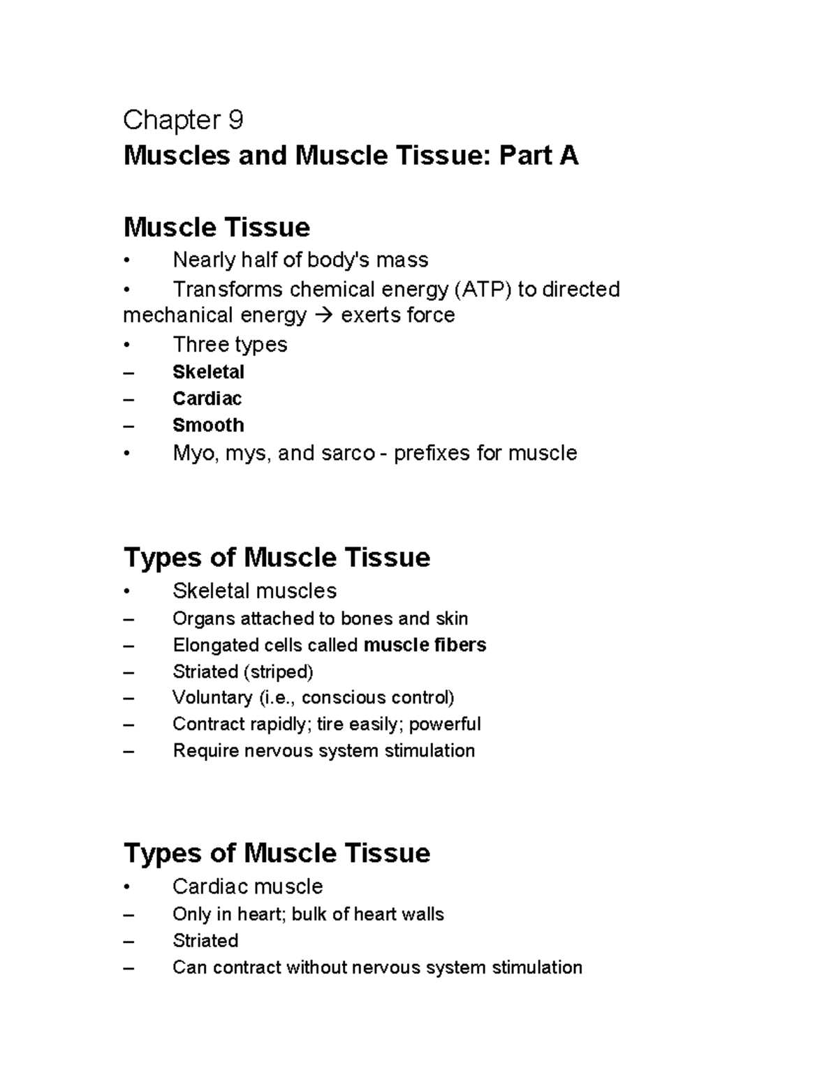 chapter 9 muscles - Chapter 9 Muscles and Muscle Tissue: Part A Muscle ...