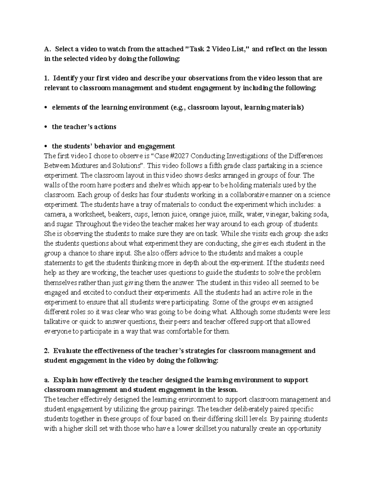 DKM3 TASK 2 Strategies FOR Active Engagement - A. Select a video to ...