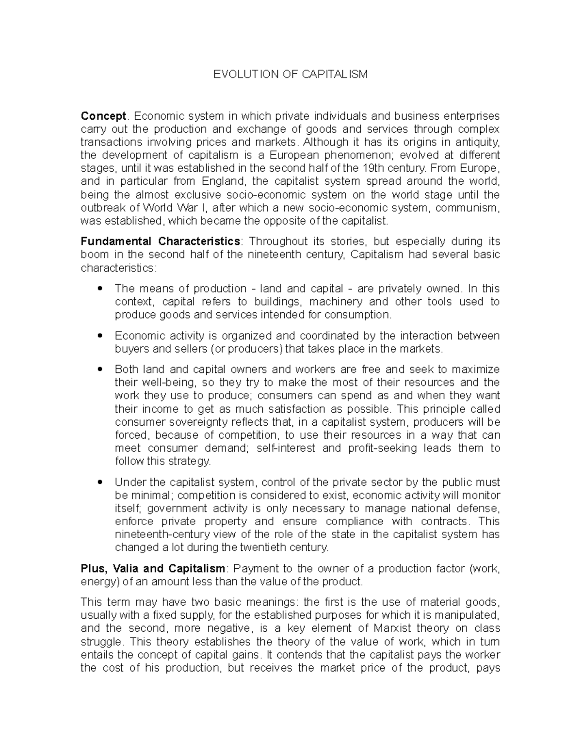 EVOLUTION OF CAPITALISM - EVOLUTION OF CAPITALISM Concept. Economic ...