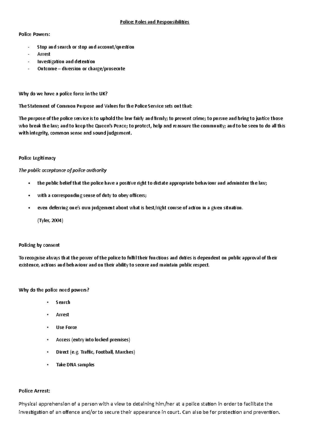 Police - Roles and Responsibilities - Police: Roles and ...