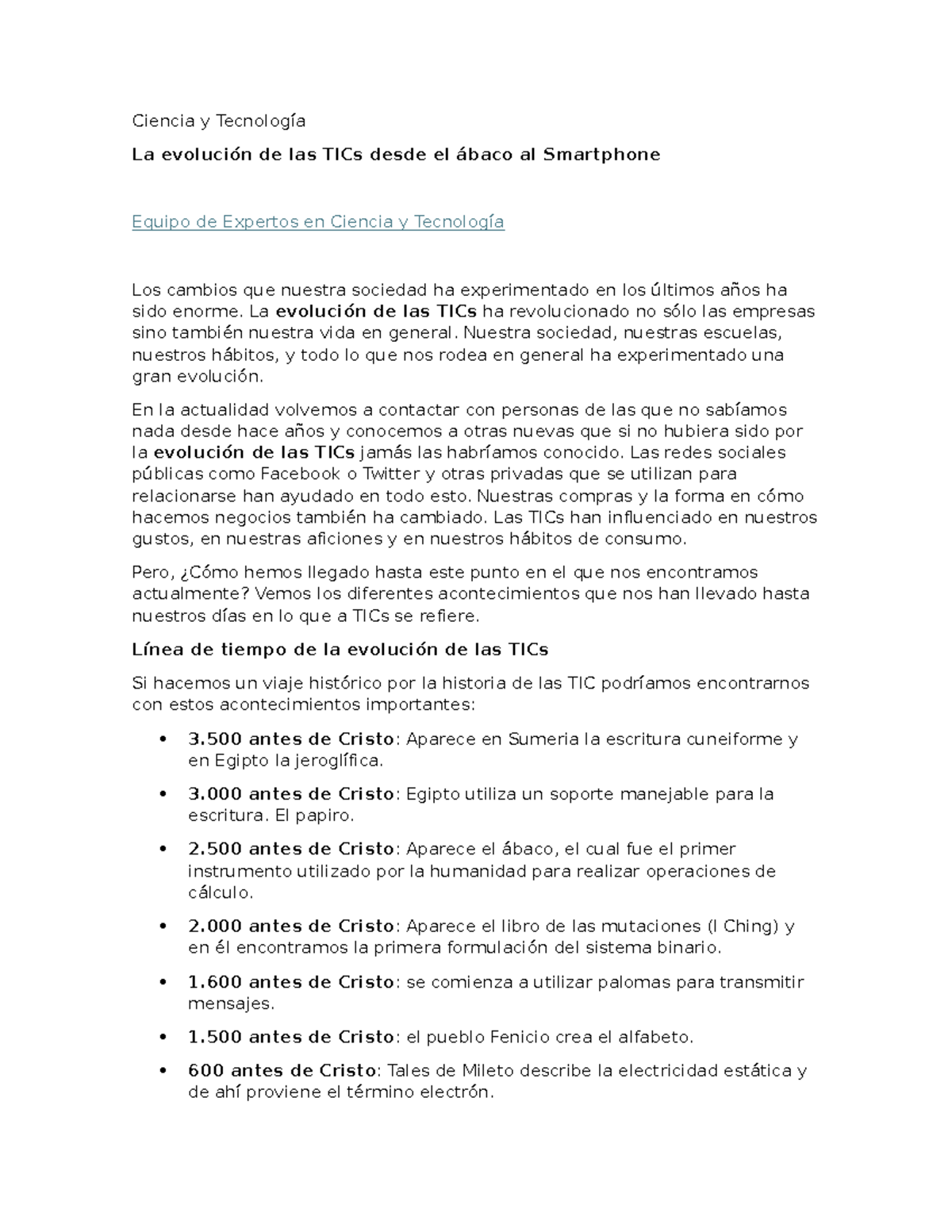 La evolución de las TICs desde el ábaco al Smartphone - Ciencia y ...