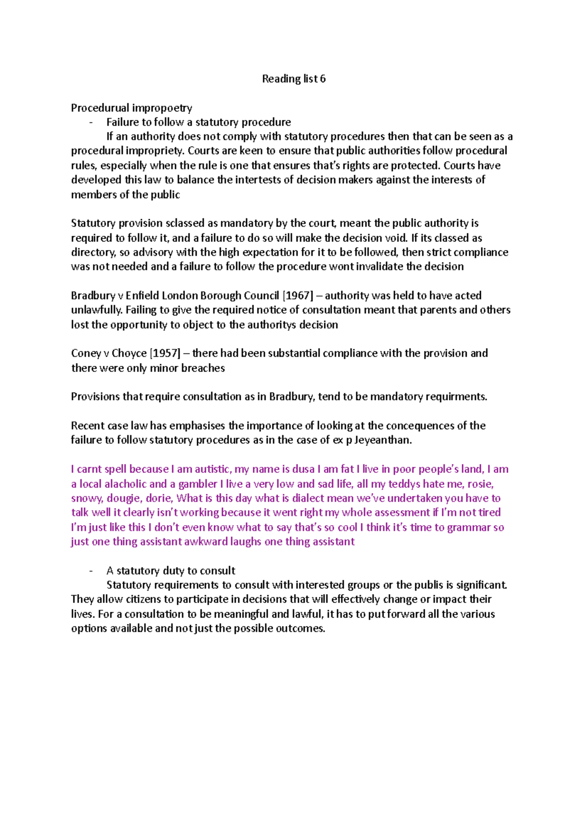 Reading list 6 - Courts are keen to ensure that public authorities ...