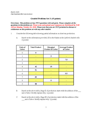 Graded Problem Set 1 - Past year assignment - Sumit Joshi Intermediate Microeconomics Graded ...