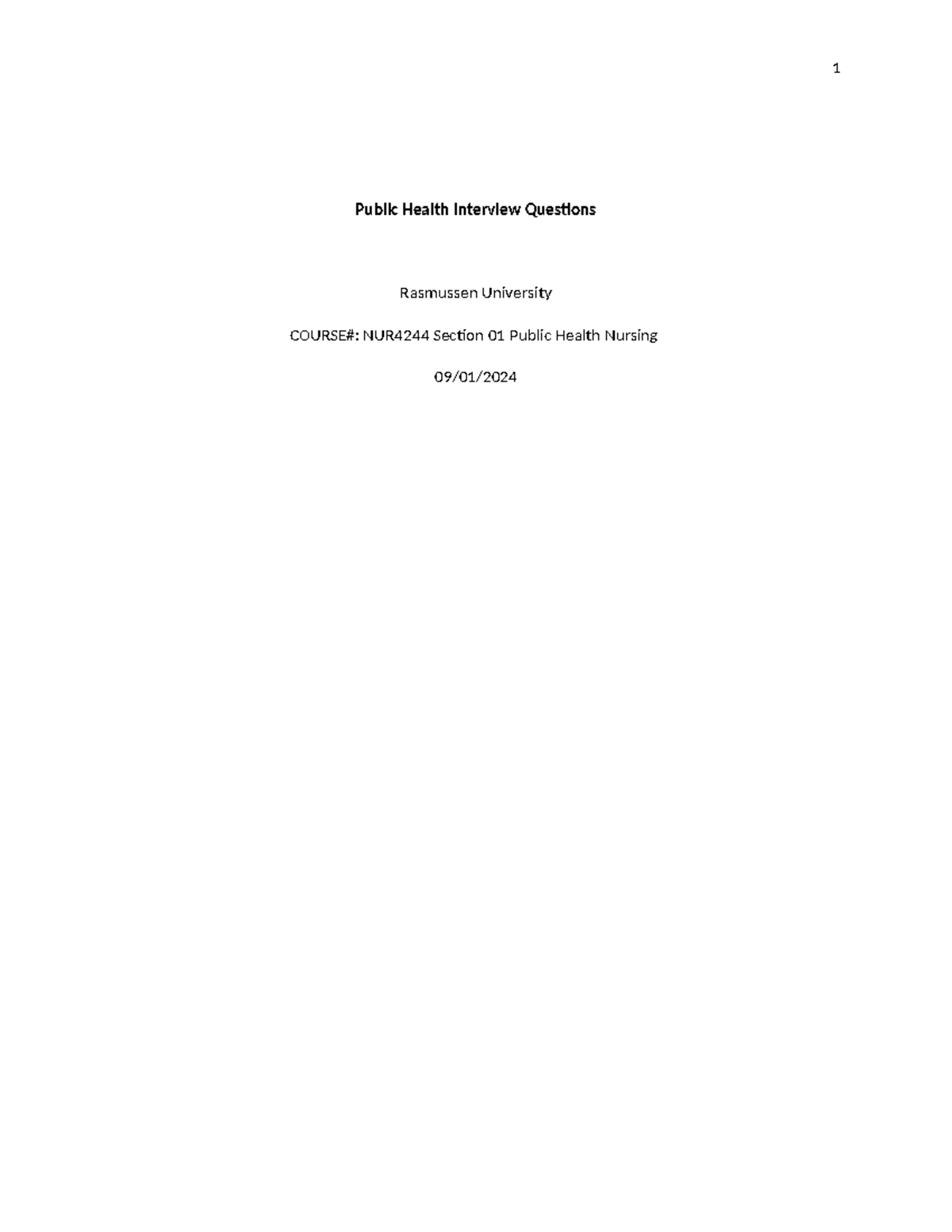 Public health interview - What are your primary roles and ...