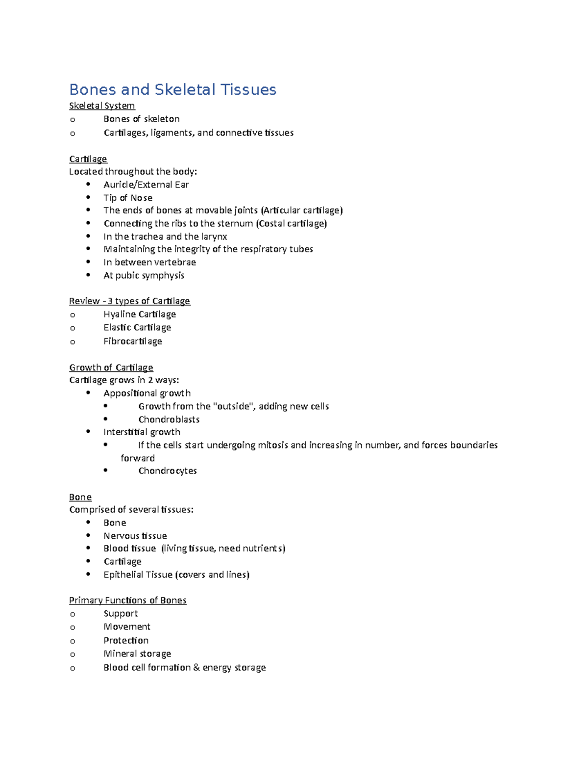 Bones and Skeletal Tissues - Bones and Skeletal Tissues Skeletal System ...