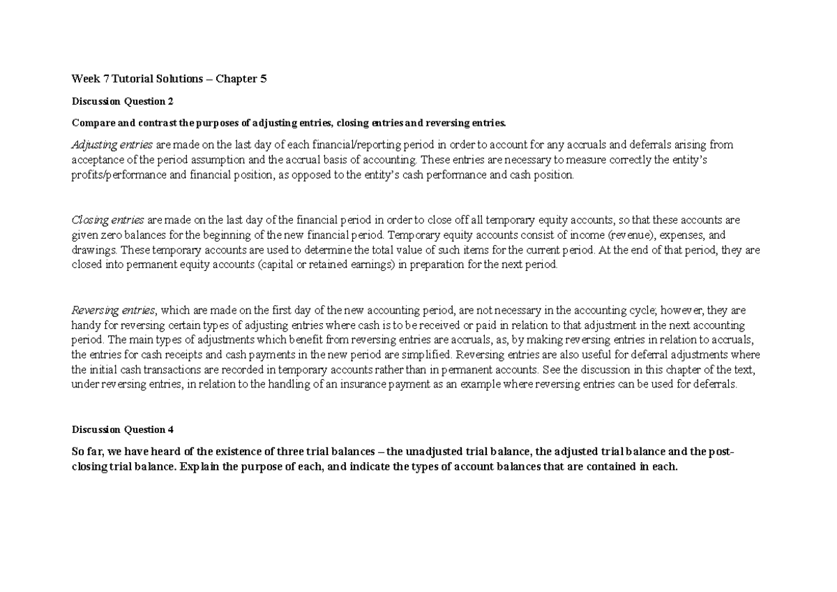 Week 8 Tutorial Solutions 1 - Week 7 Tutorial Solutions – Chapter 5 Discussion Question 2 ...