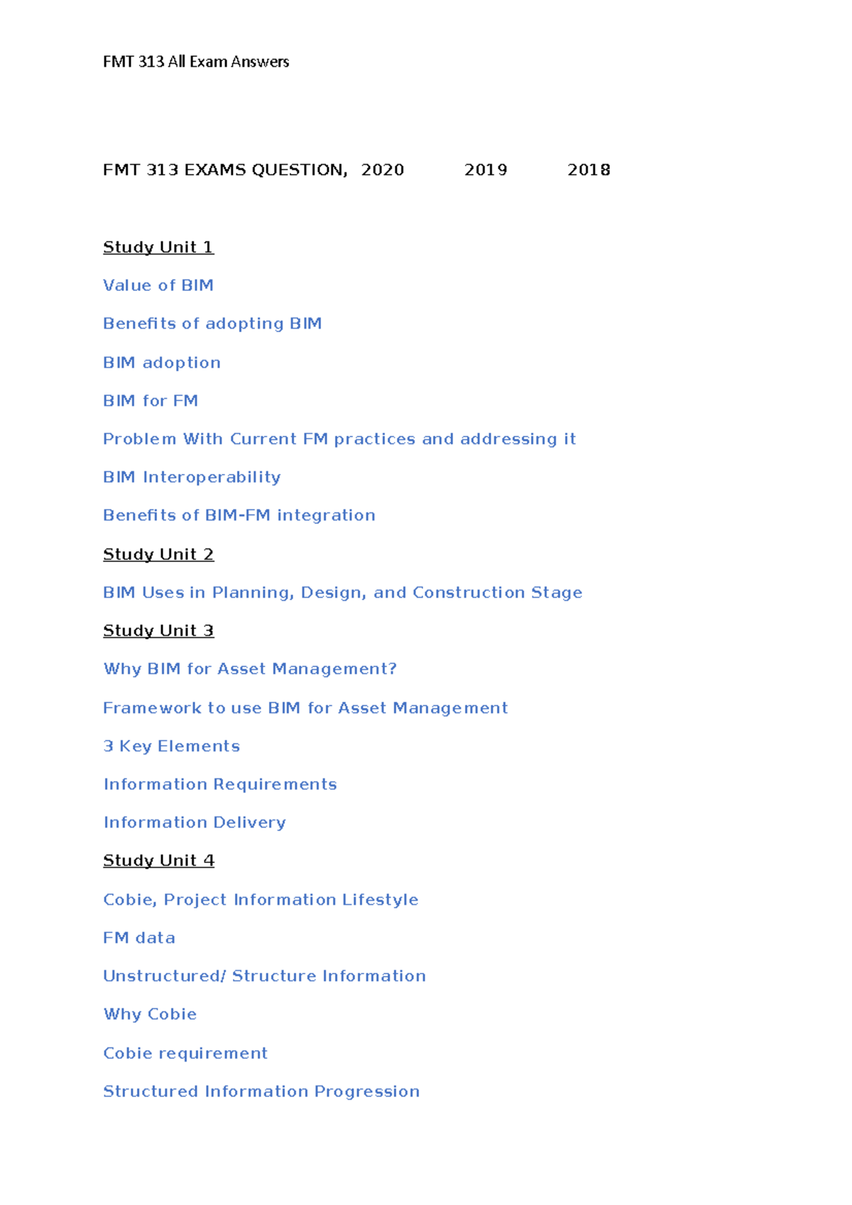 Fmt 313 exams qns summary - FMT 313 EXAMS QUESTION, 2020 2019 2018 ...