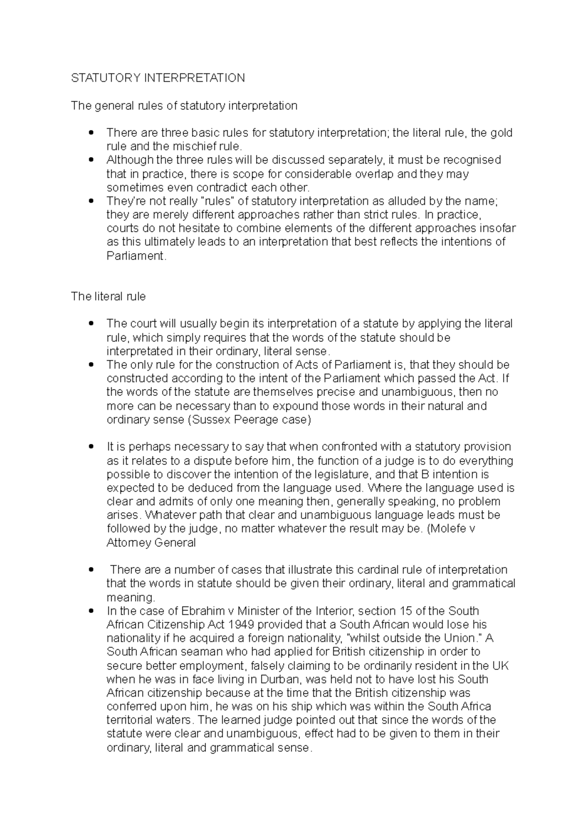 Statutory Interpretation - STATUTORY INTERPRETATION The general rules ...