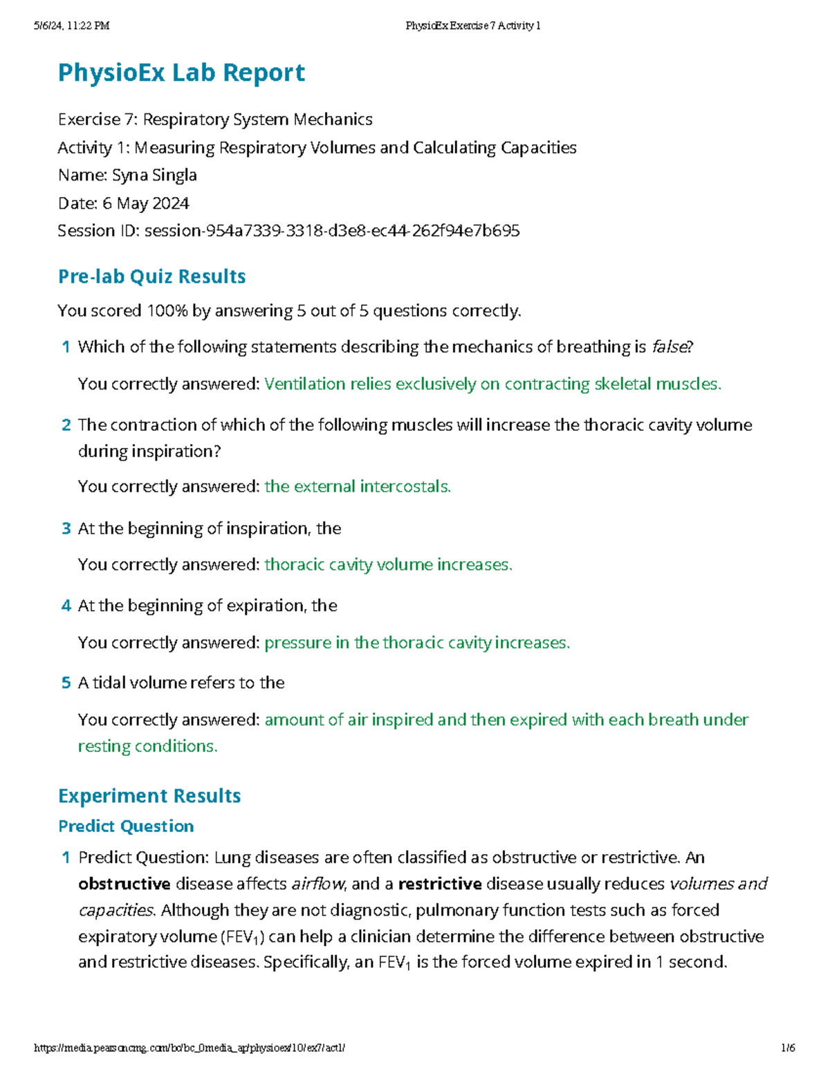 Physioex Exercise 7 Activity 1 - PhysioEx Lab Report Exercise 7 ...