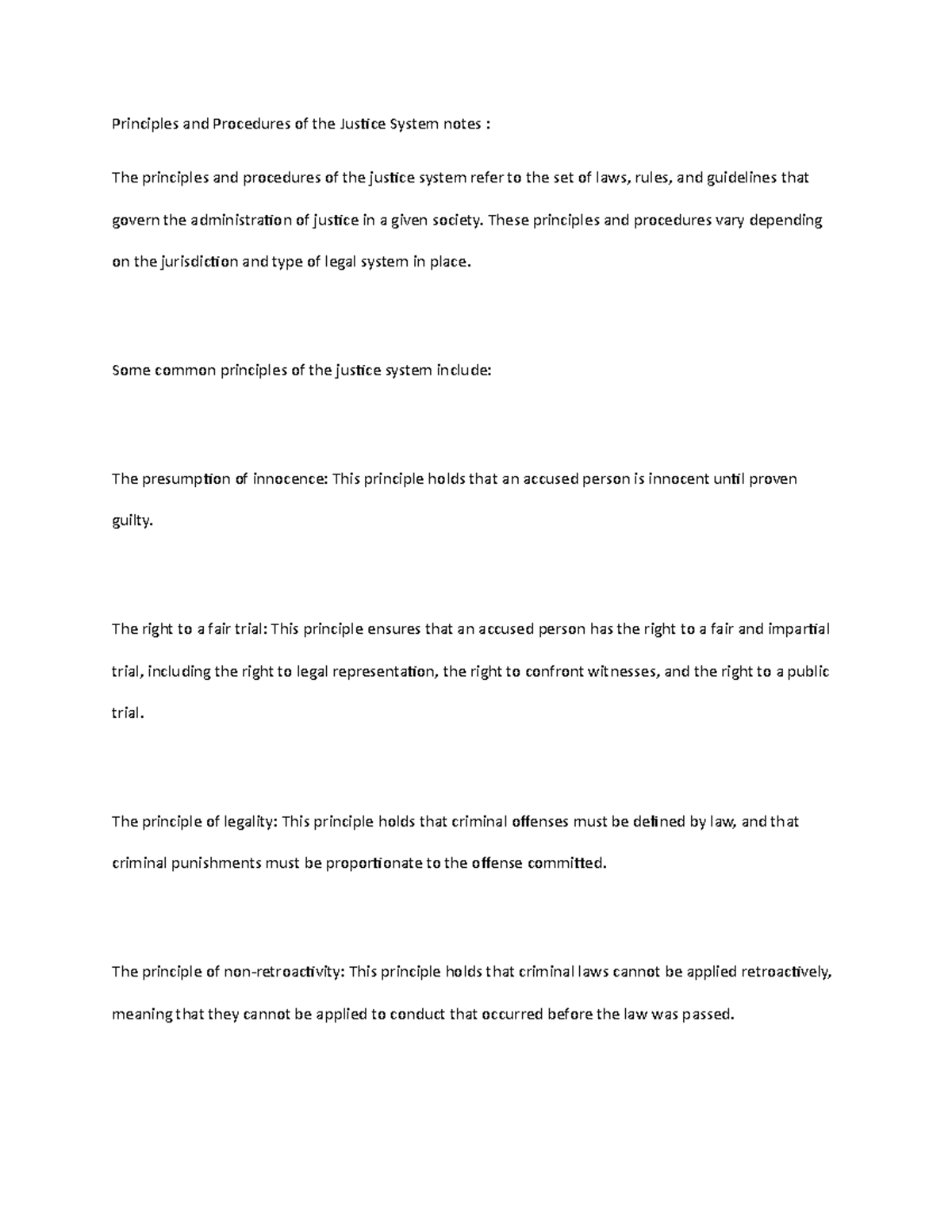 Principles and Procedures of the Justice System notes - These ...