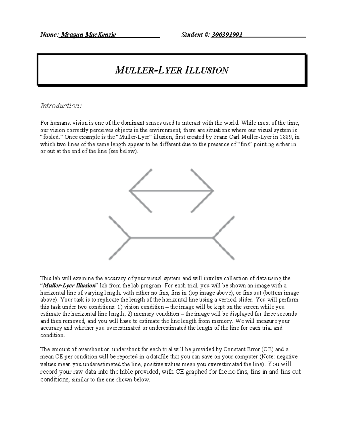 Muller-Lyer - Lab Activity - Name: Meagan MacKenzie Student ...
