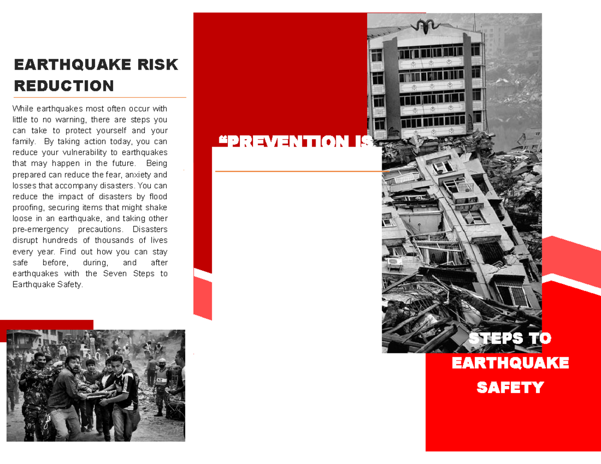 Drrr performance task - ghgh - EARTHQUAKE RISK REDUCTION “PREVENTION IS ...