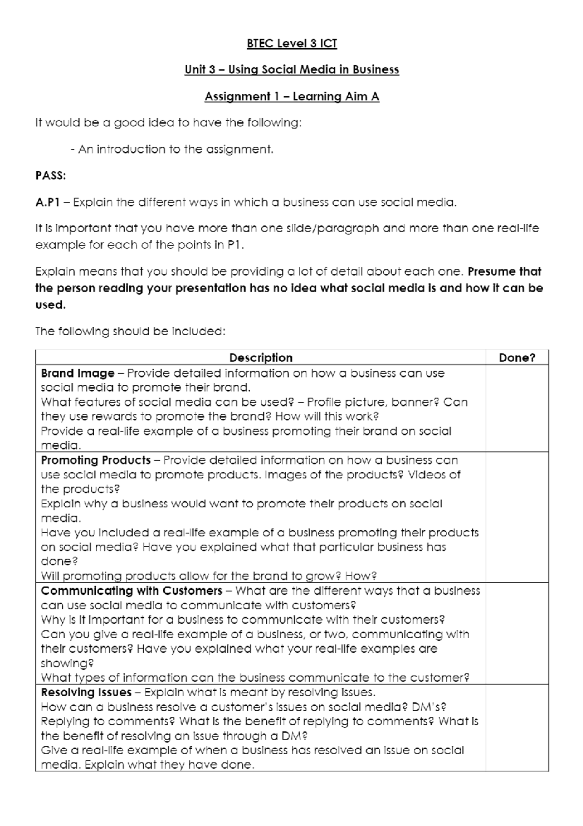 Unit 3 LAA Checklist - 6SO023 - Studocu