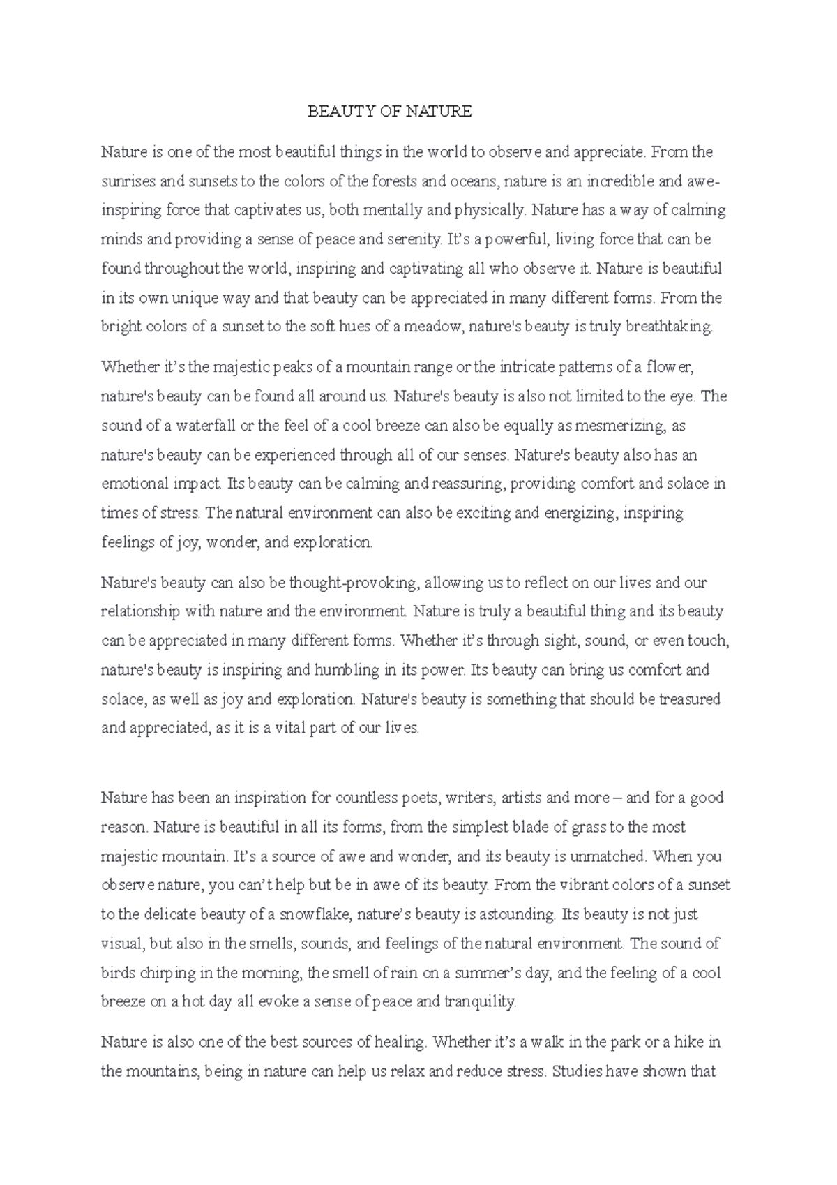 Beauty OF Nature - BEAUTY OF NATURE Nature is one of the most beautiful ...