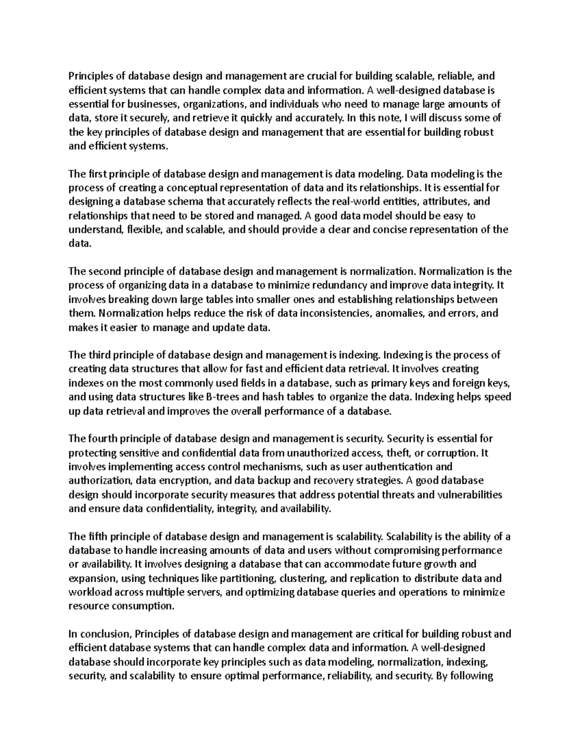 Principles of database design and management are crucial for building ...