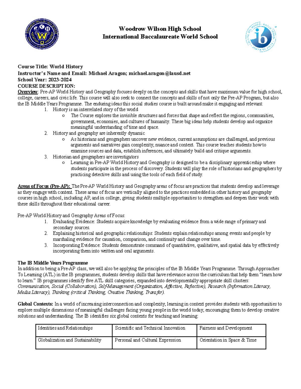 2023-24 WHS Pre-AP World History IB Syllabus - Woodrow Wilson High ...