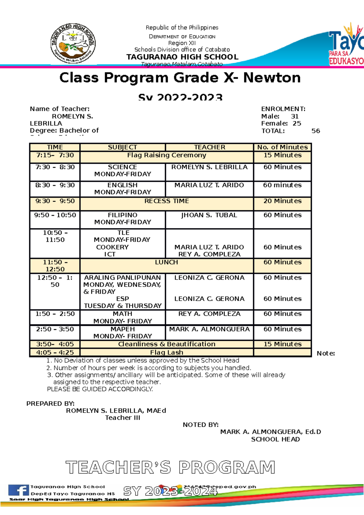 Class- Program-2023 - thank u - Republic of the Philippines DEPARTMENT ...