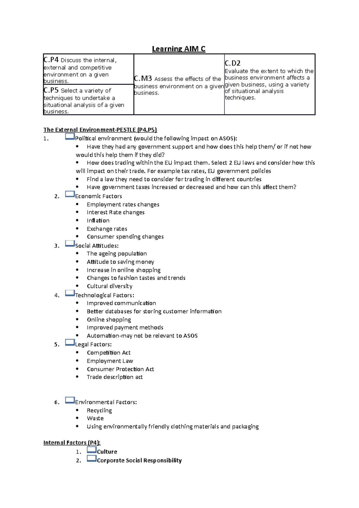 Unit 1 Assignment 2 Learning Aim C Whole Learning Aim C C Discuss The
