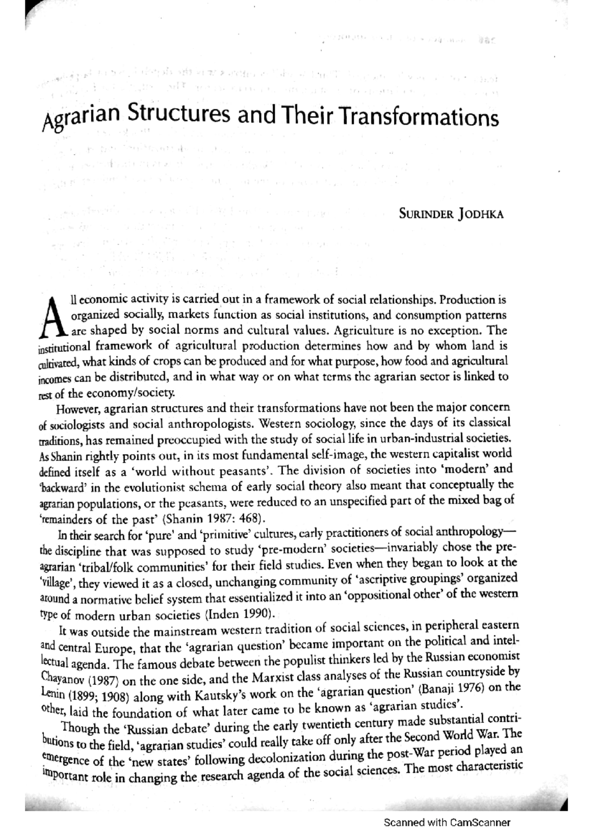 Jodkha. Agrarian Structures - Indian Society - Studocu