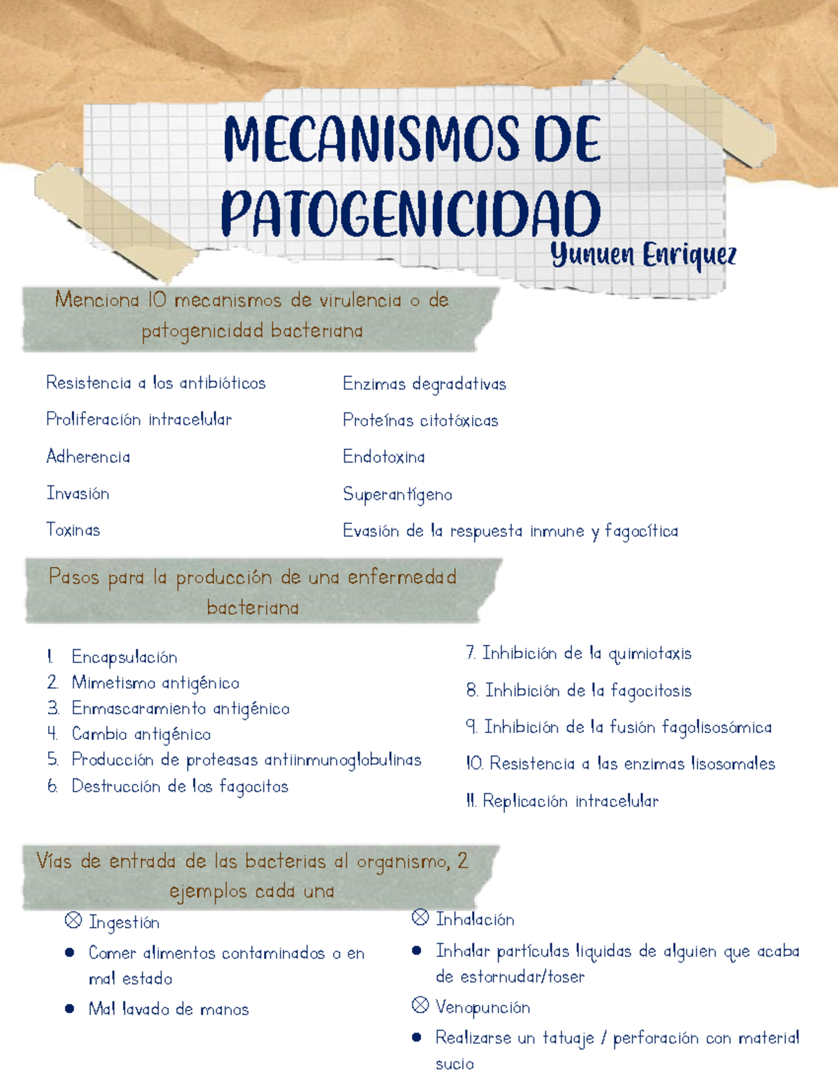 Mecanismos de patogenicidad en enfermedades bacterianas - MECANISMOS DE ...