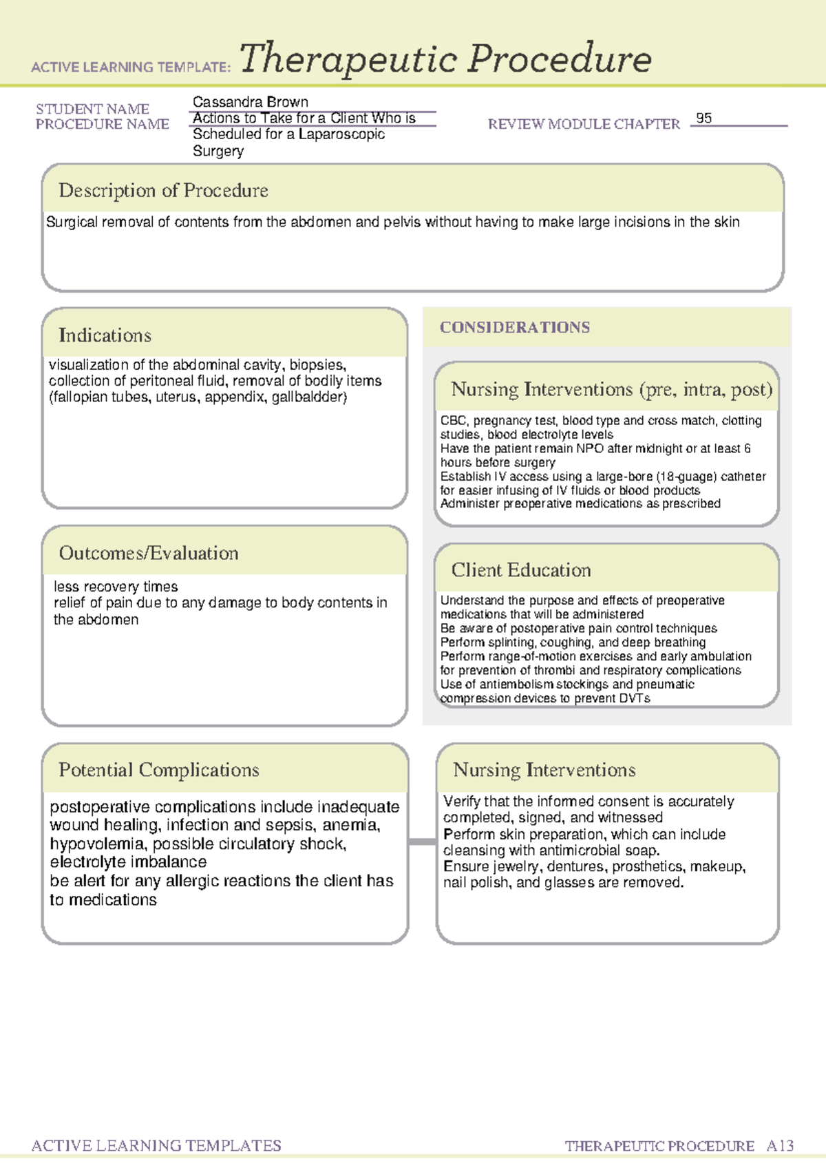 Actions to Take for a Client Who is Scheduled for a Laparoscopic ...