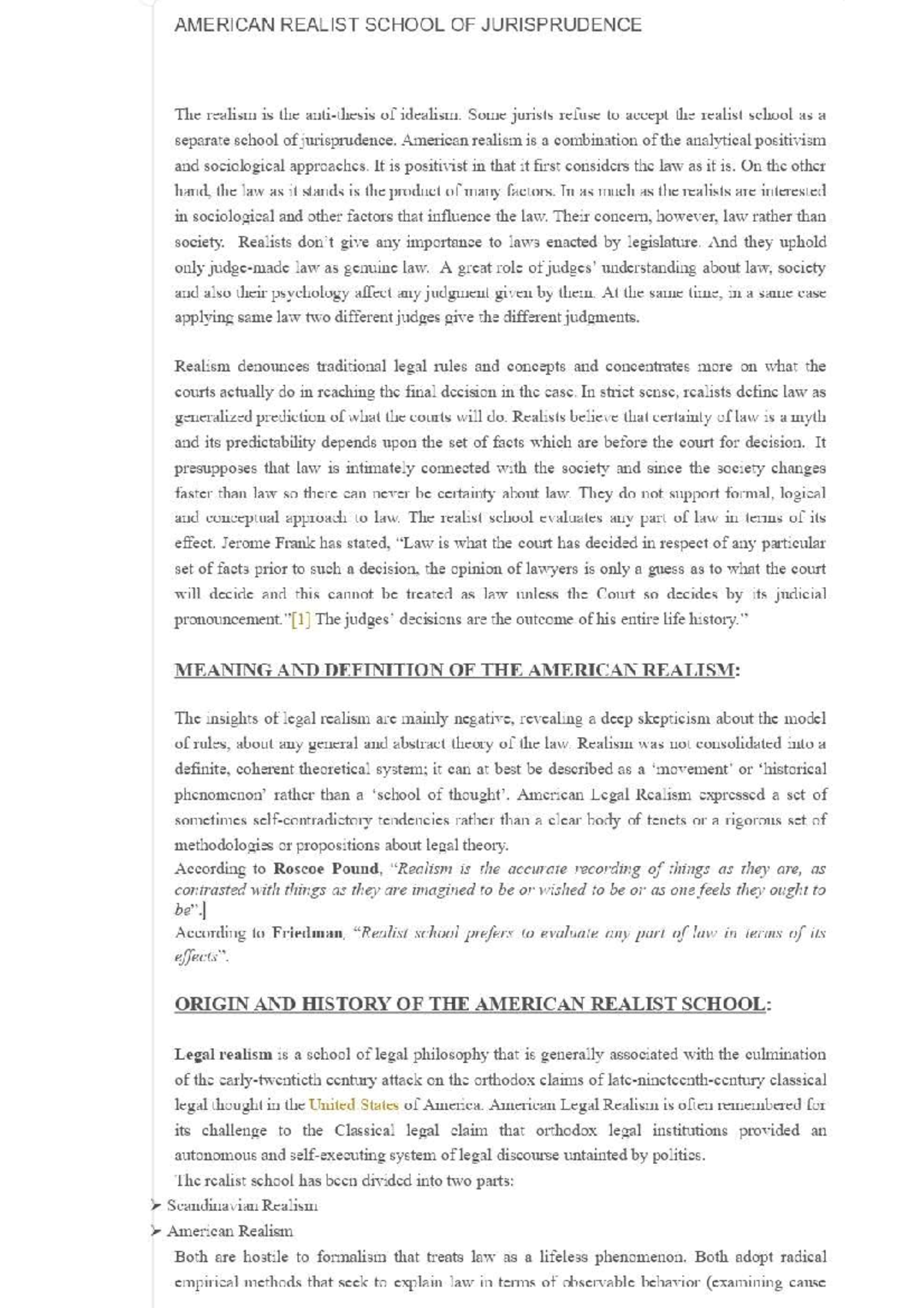 Legal Realism-1 - Jurisprudence - Studocu