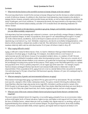 Test 4 - Study Questions - Study Questions for Test # Lectures What are ...