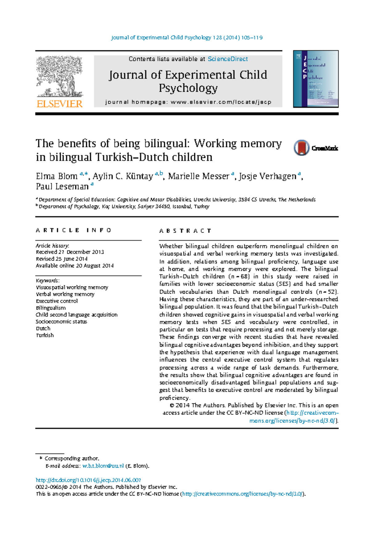 Bilingual benefits to memory - The benefits of being bilingual: Working ...