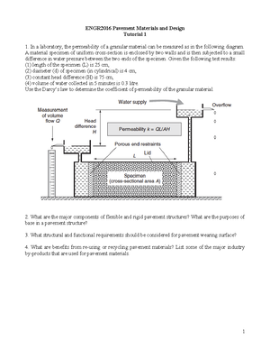 Tutorial 3 - tut 3 - 1 ENGR2016 Pavement Materials and Design Tutorial ...