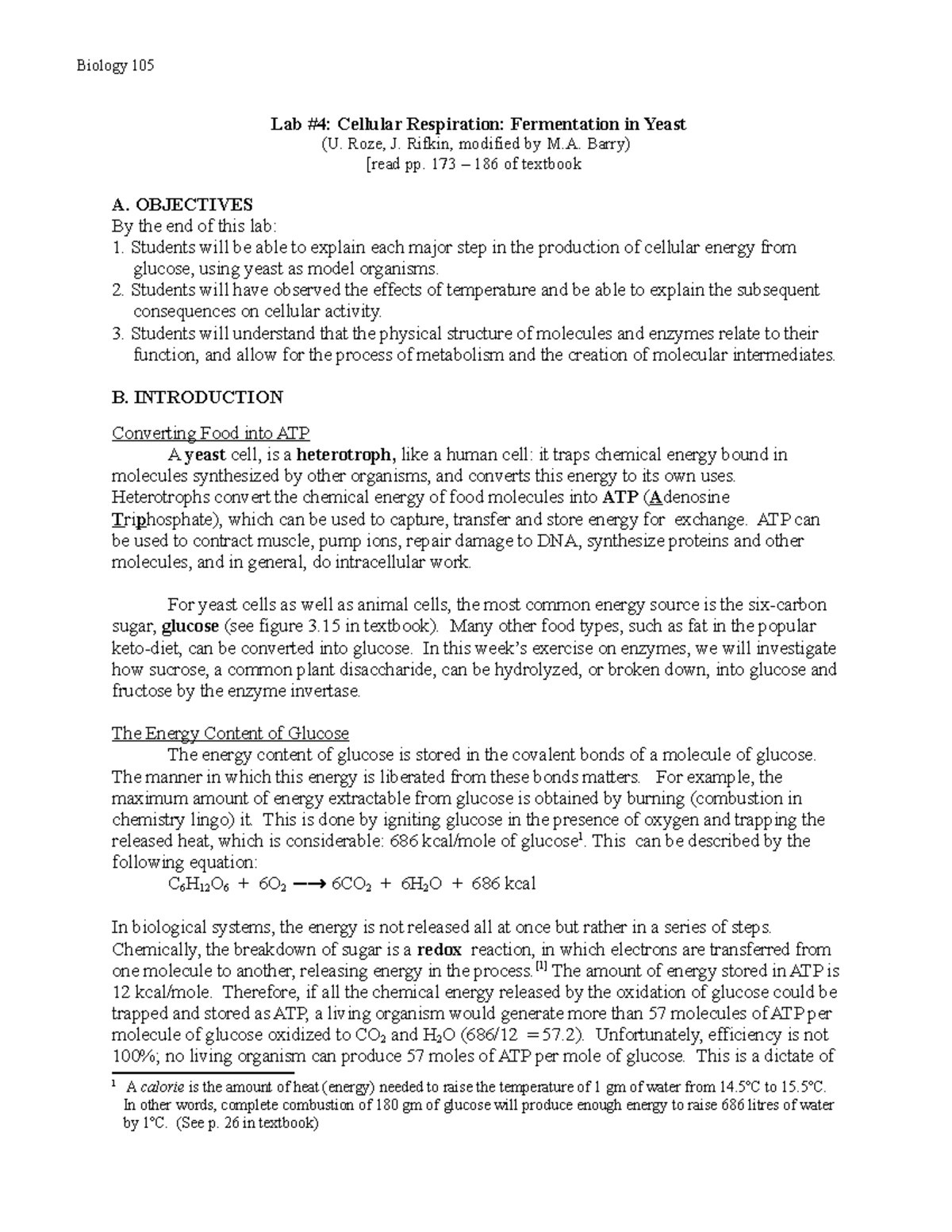 Lab 4 - Yeast Fermentation Draft Post(1)-5 - Biology 105 Lab #4 ...