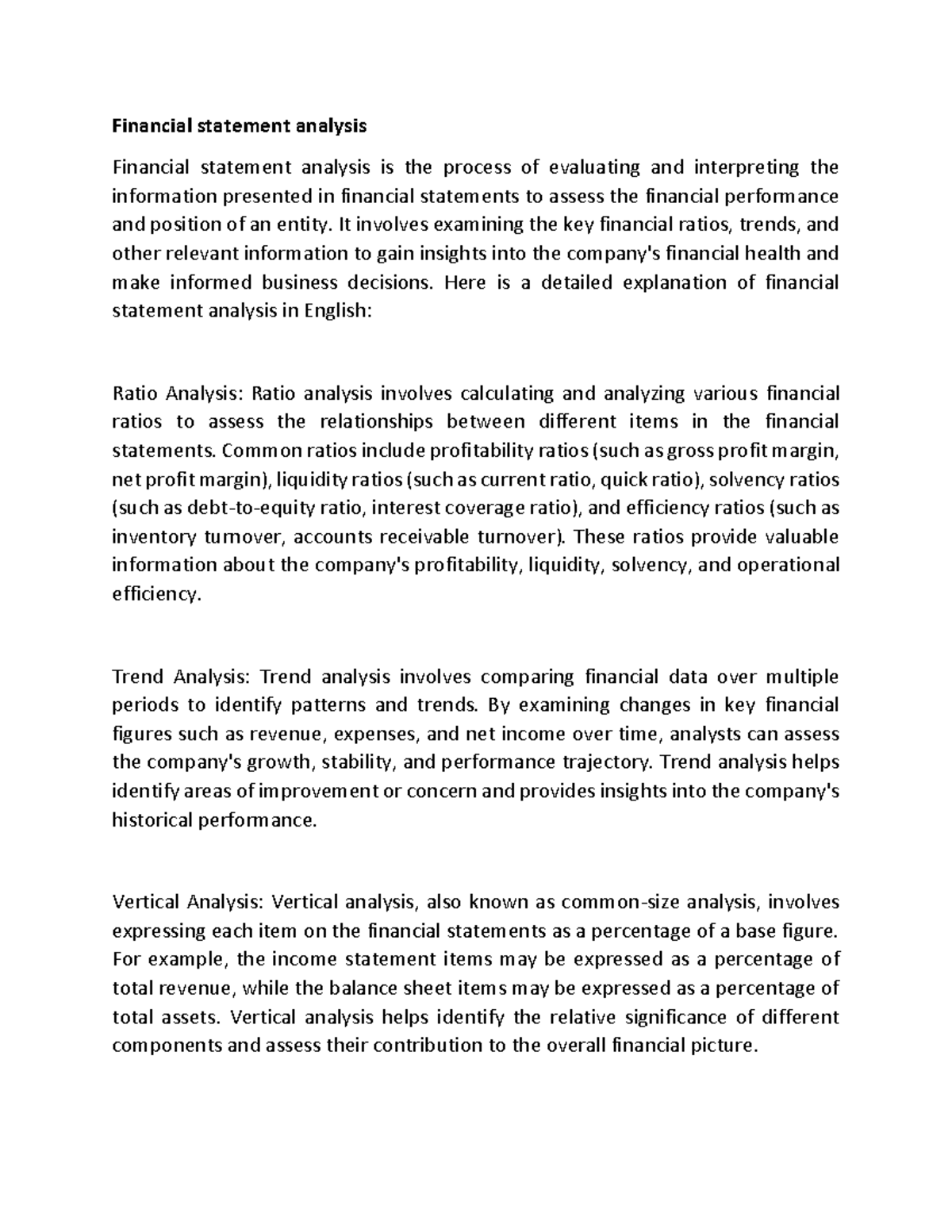 Financial statement analysis - Financial statement analysis Financial ...