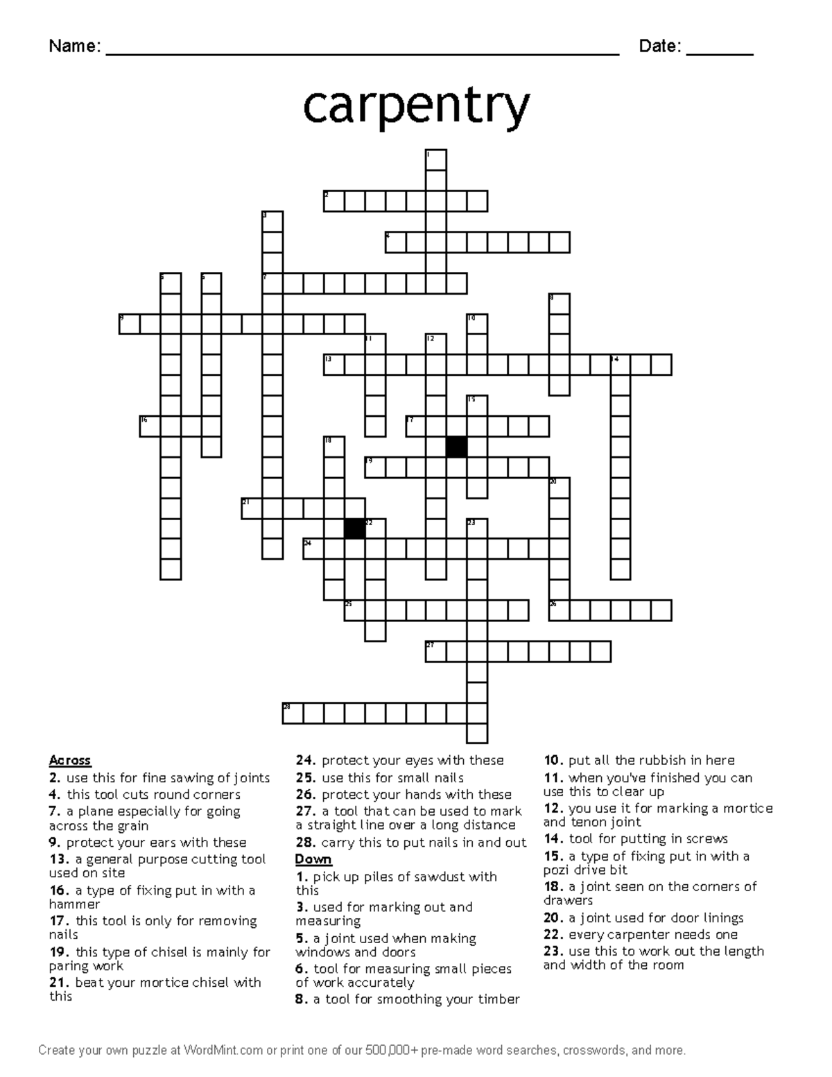 Carpentry 10b694 6162ecc7 - Create your own puzzle at WordMint or print ...