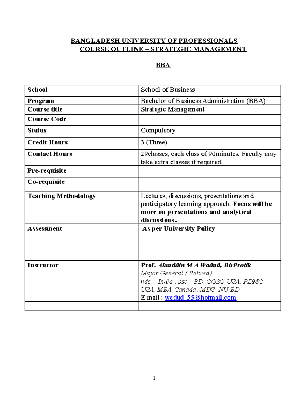 #++updt BBA, strat mgt, course outline (2) - Copy - Strategic ...