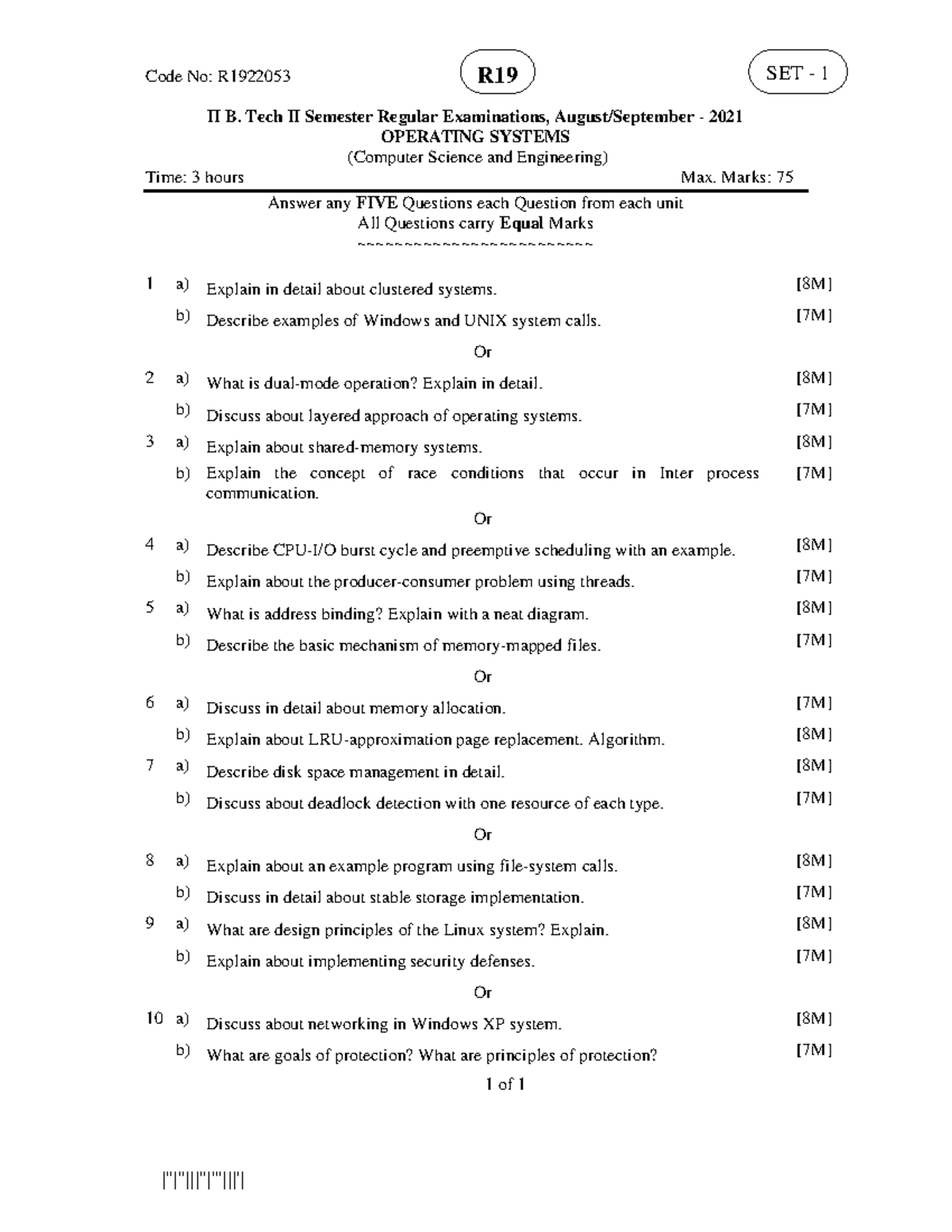 Operating Systems R19 AUG 2021 - |''|''|||''|'''|||'| Code No: R II B. Tech II Semester Regular ...