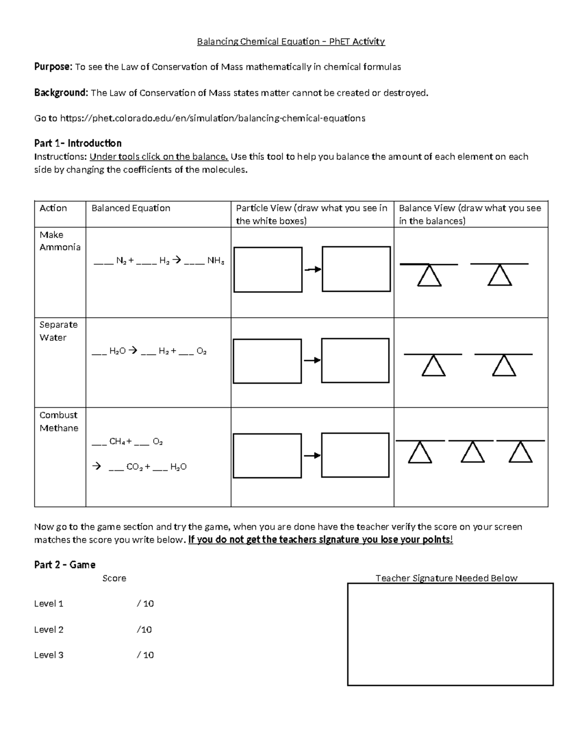 Balancing Chemical Equations - Ph ET Activity - Balancing Chemical ...