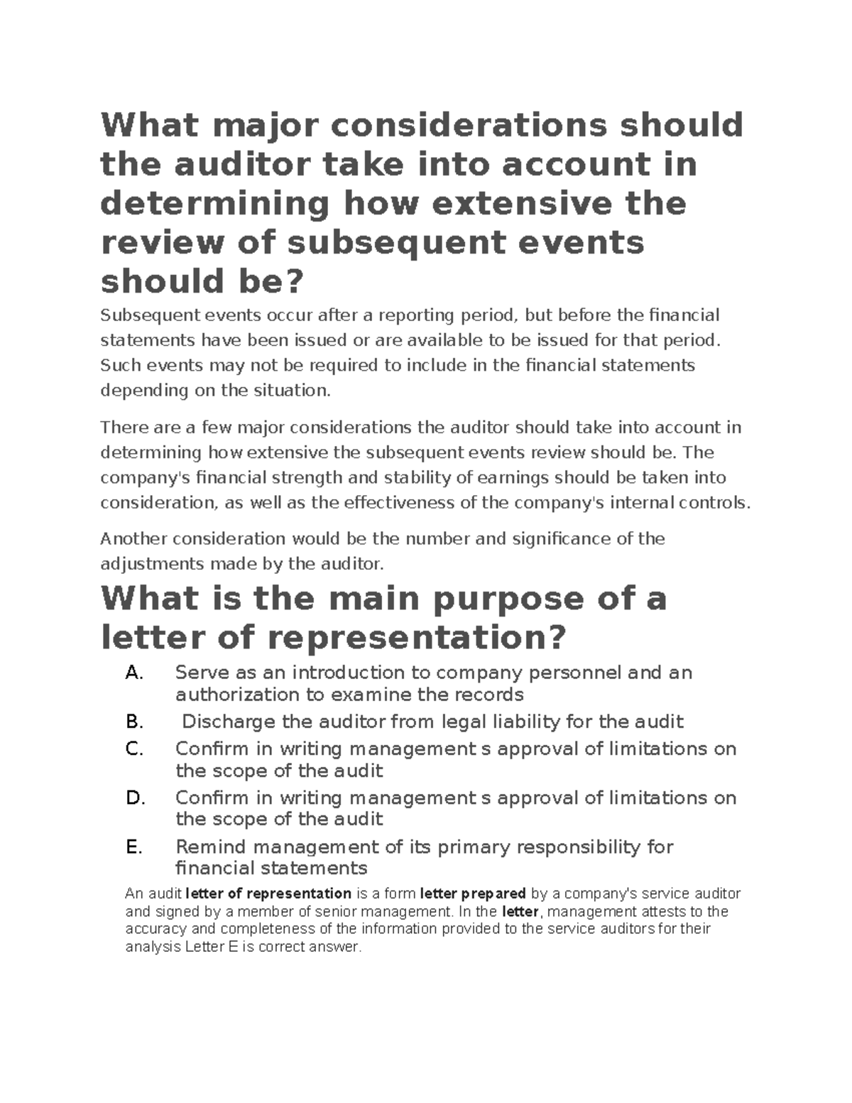 Auditing short questions with answers - What major considerations ...