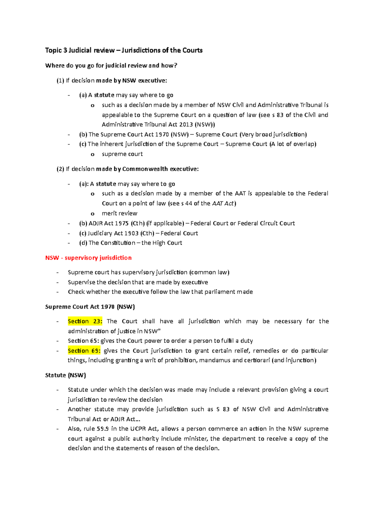 Admin- Topic 3 Judicial review part 1 - Topic 3 Judicial review ...