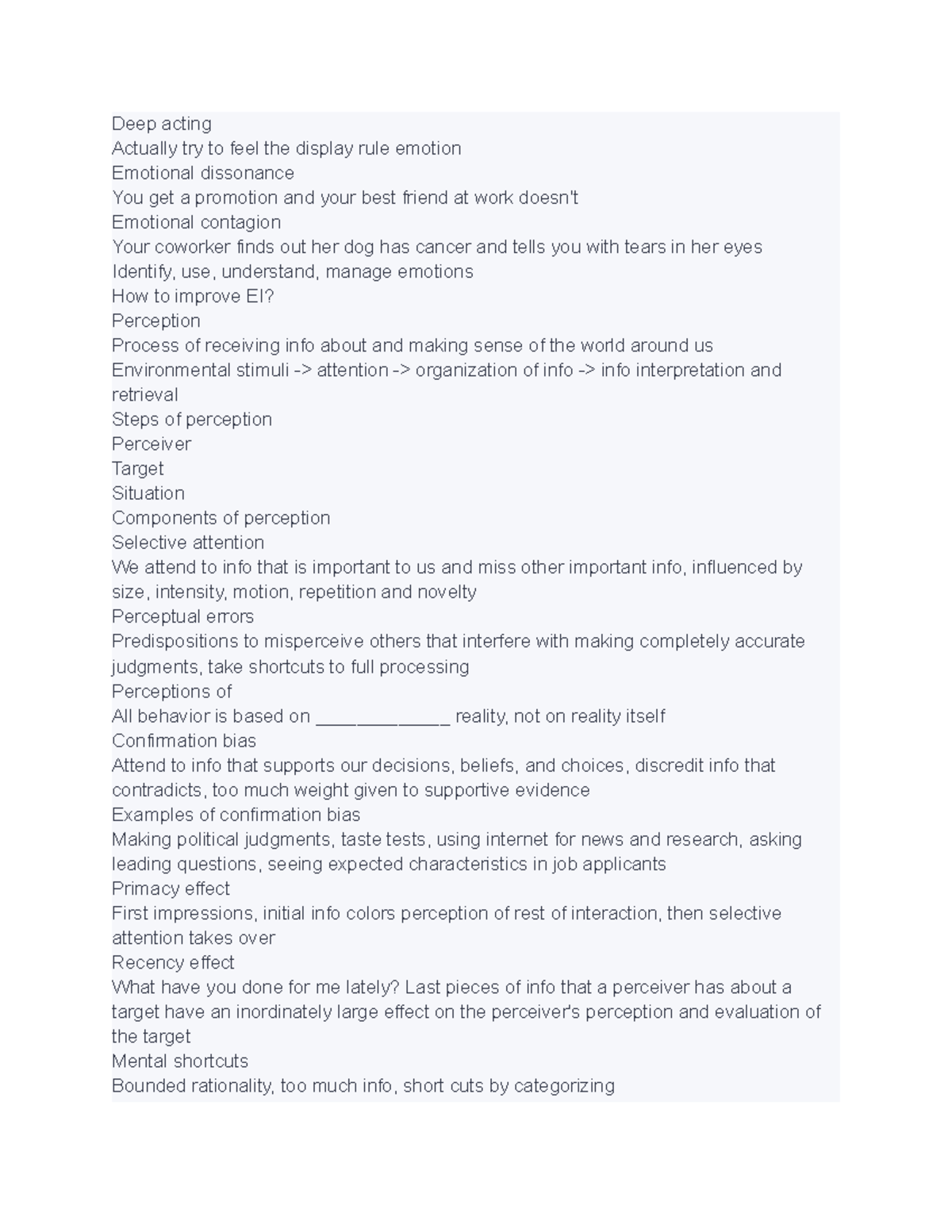 Busi 405 (23) - lecture notes - Deep acting Actually try to feel the ...