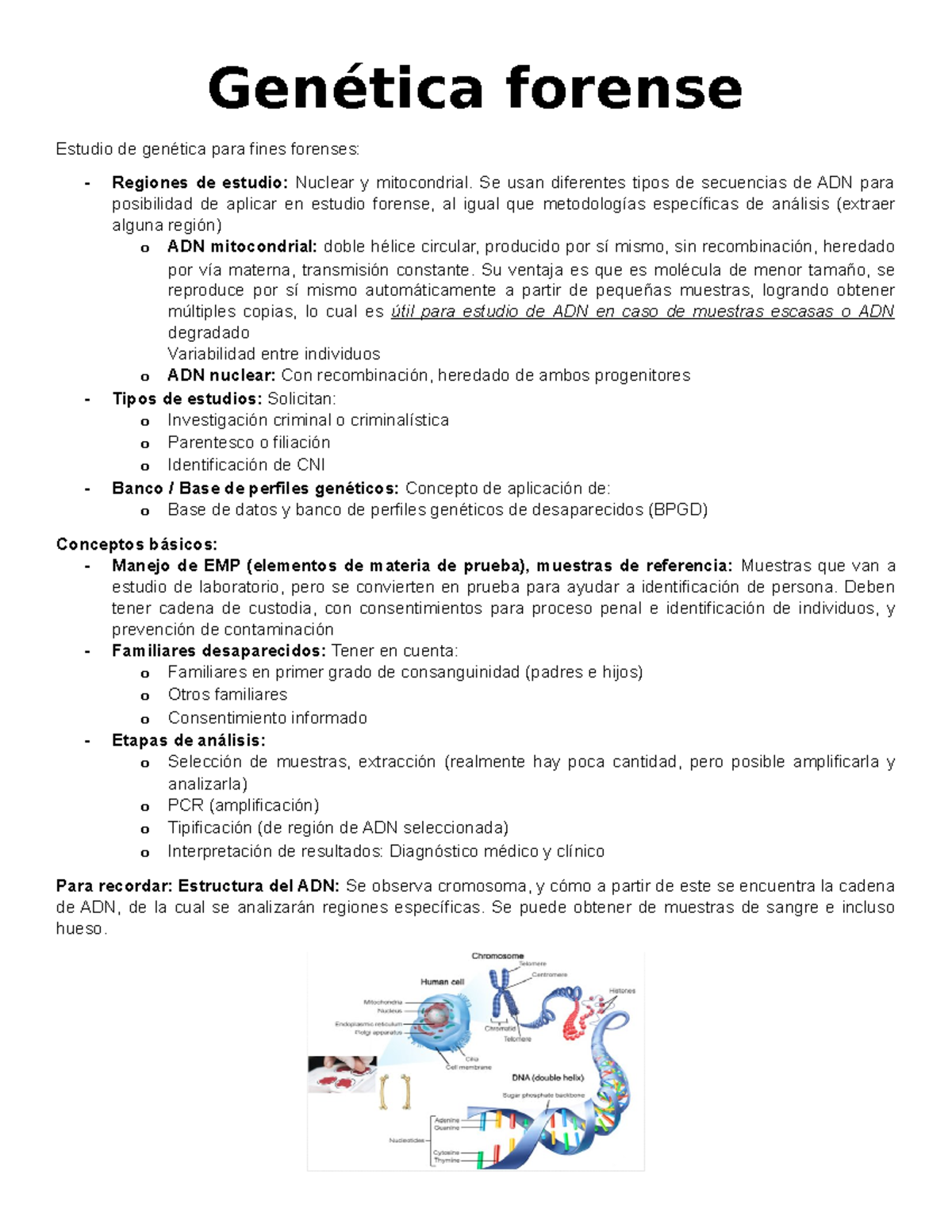 Genética forense - Genética forense Estudio de genética para fines ...
