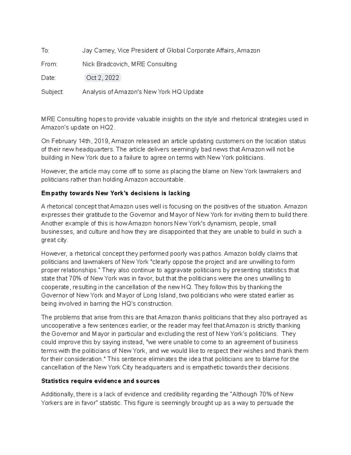 Copy of Memo for Amazon Nick B - To: Jay Carney, Vice President of ...