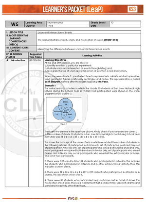 LeaP Math for Grade 10 Quarter 3 - W Learning Area Mathematics Grade ...
