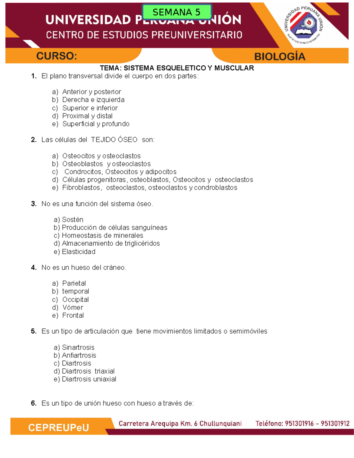 Biologia Cuestionario - TEMA: SISTEMA ESQUELETICO Y MUSCULAR El plano ...