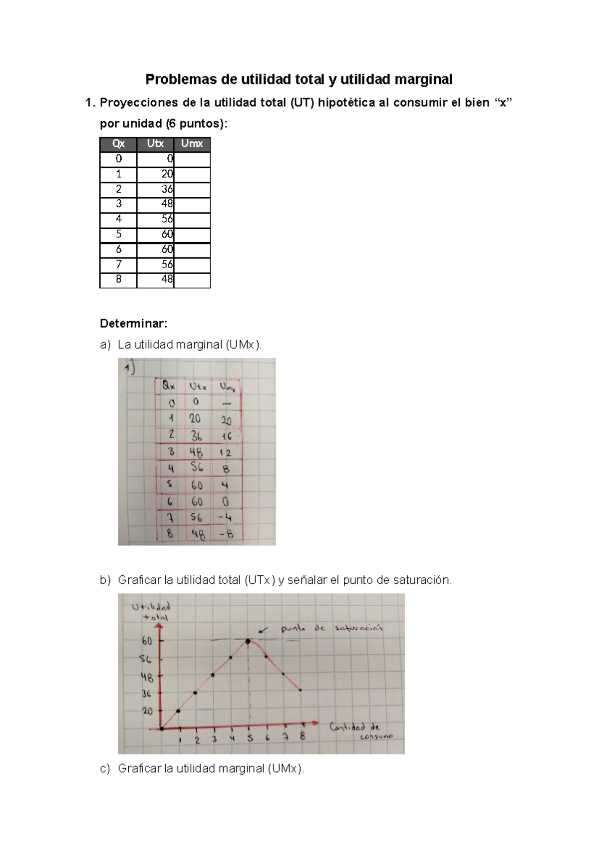 Problemas de utilidad total y utilidad marginal - Proyecciones de la ...