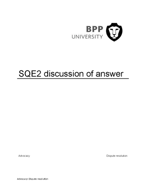 PPQ 2 - Advocacy DR Question Blackbird - SQE2 sample question Please ...