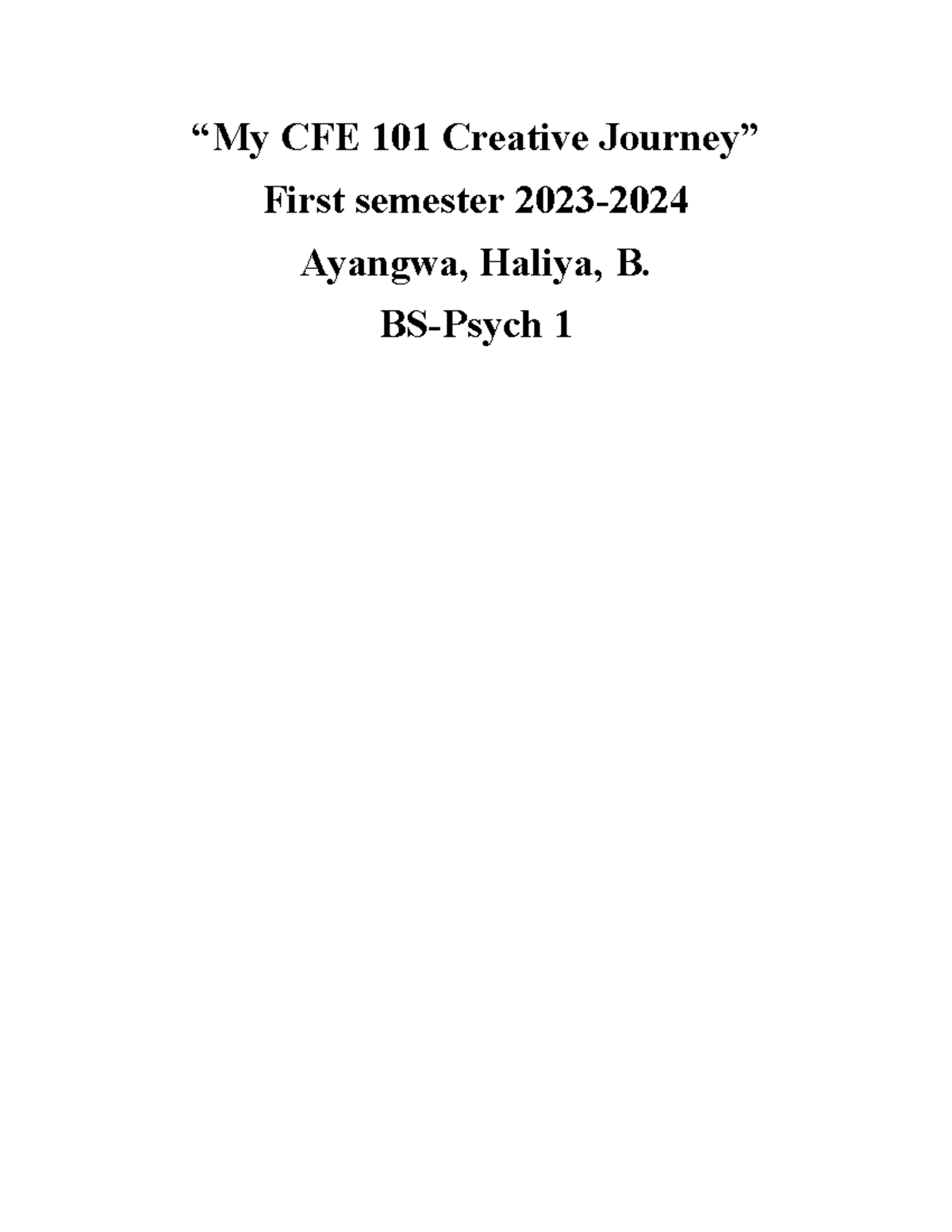 My CFE 101 Creative Journey - “My CFE 101 Creative Journey” First ...