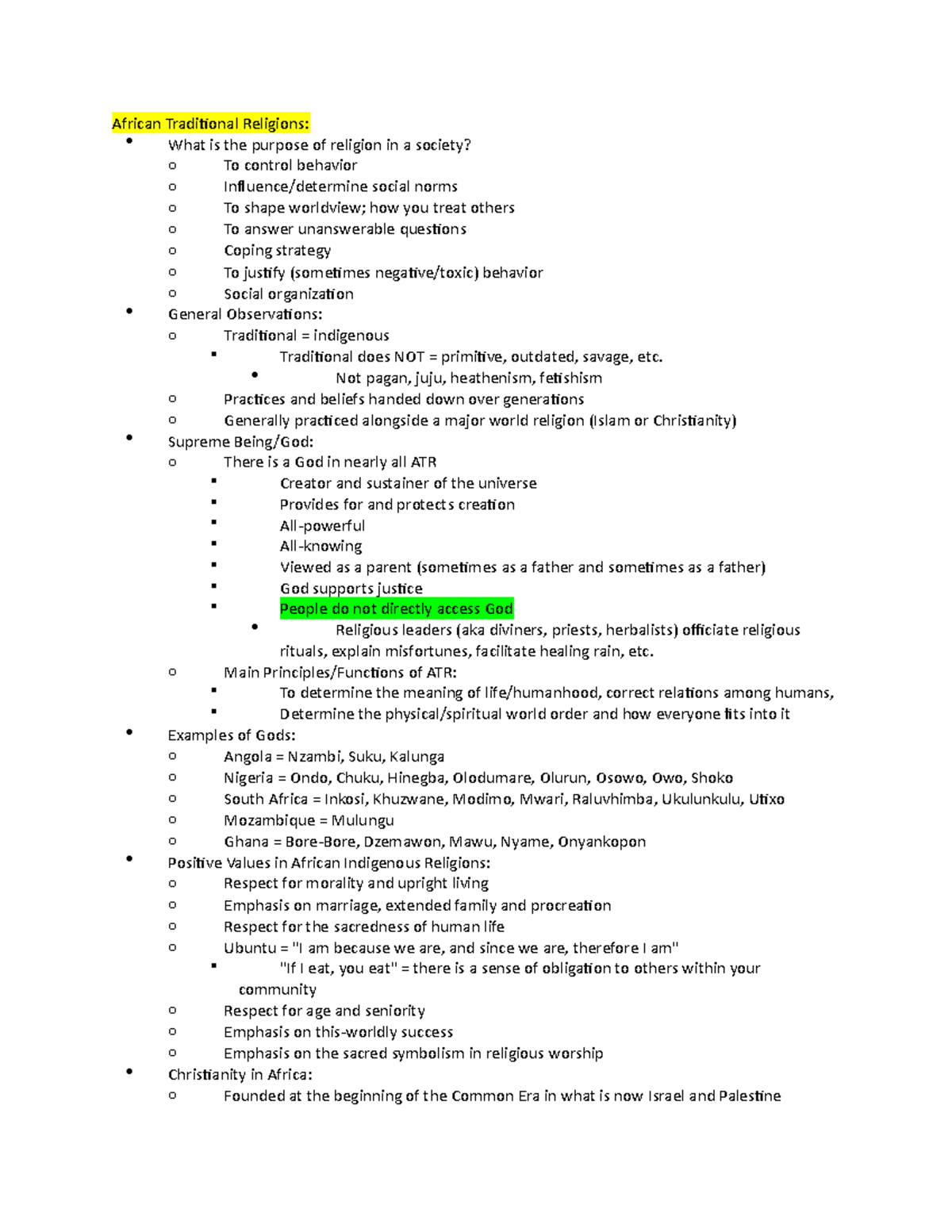 Religions Lecture - African Traditional Religions: What is the purpose ...