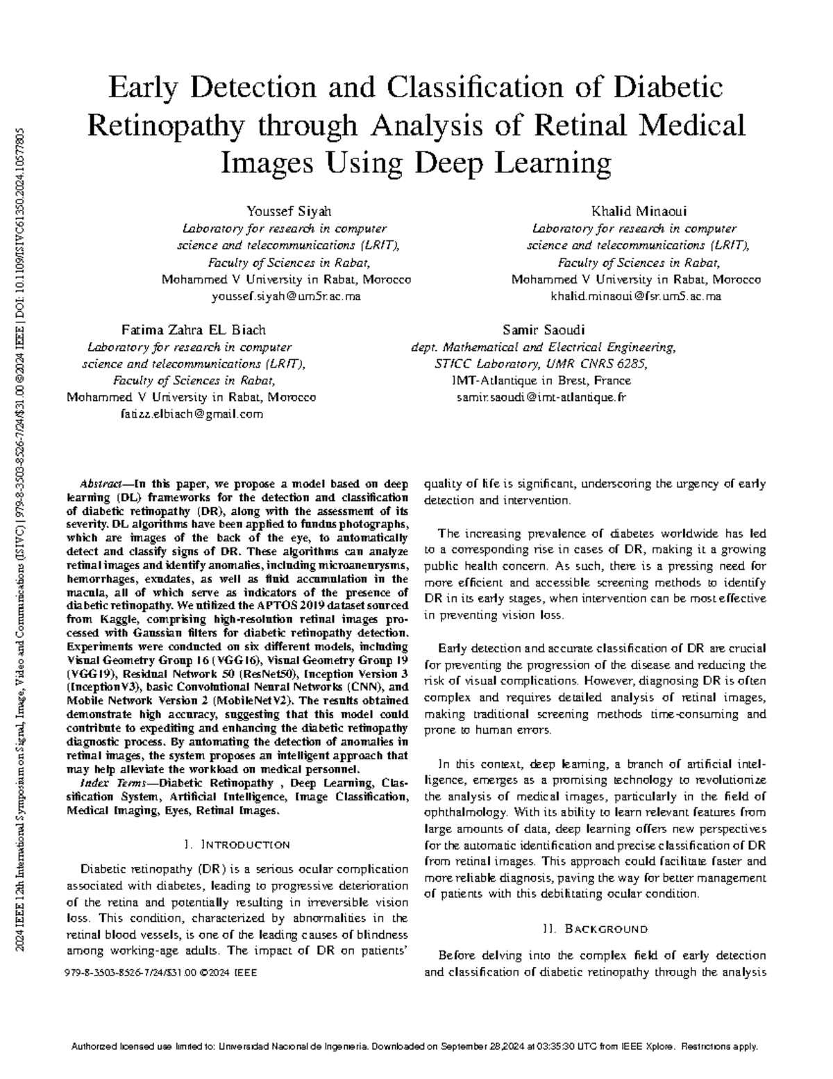Early Detection and Classification of Diabetic Retinopathy through ...