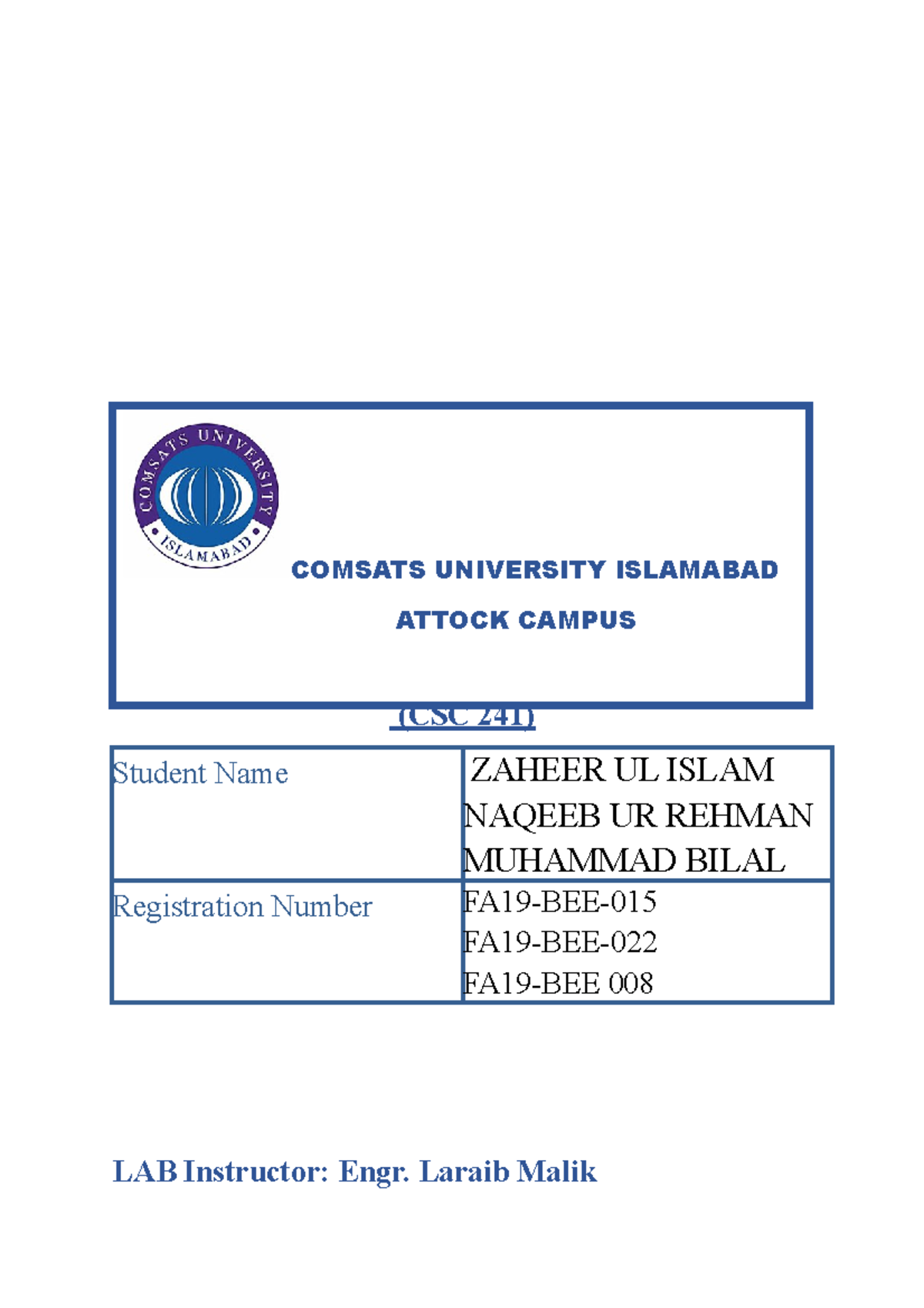 Assignment LAB 1 - Lecture notes 23 - LAB MANUAL OBJECT ORIENTED ...