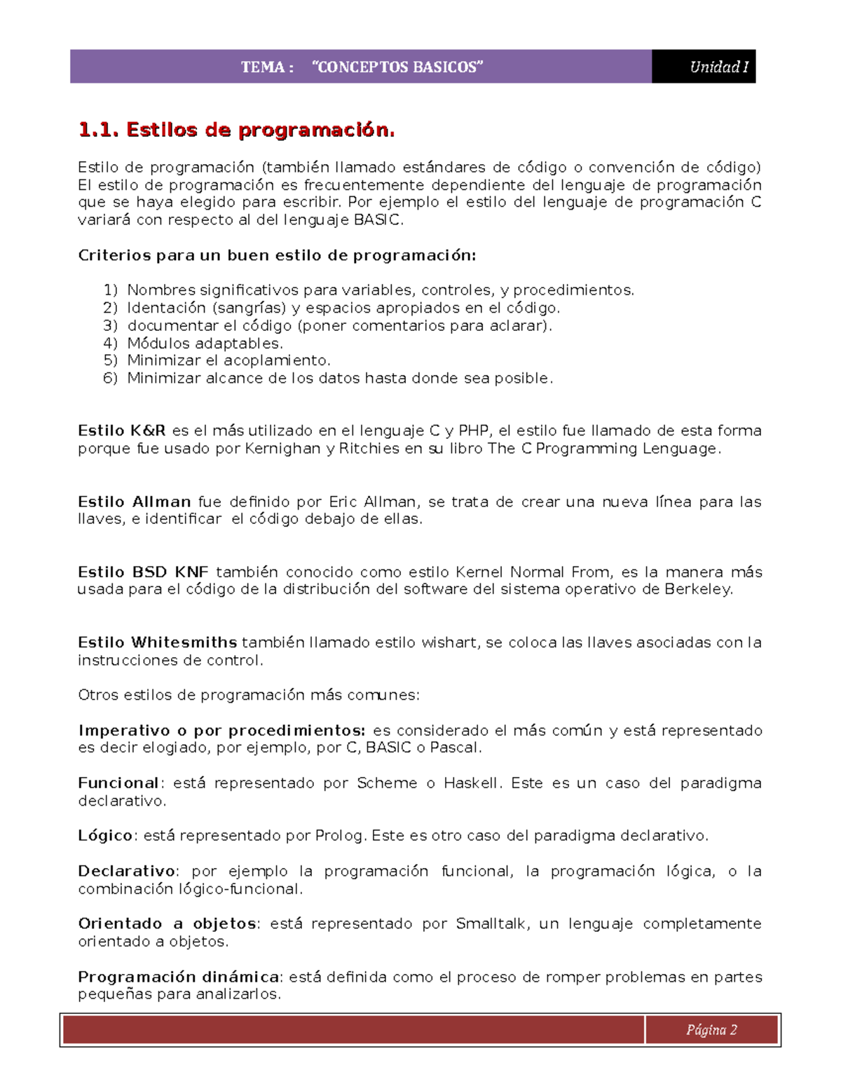 1 Estilos de programacion - 1. Estilos de programación.1. Estilos de ...