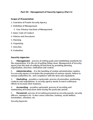 Part I and II Industrial Security Management - IMPORTANCE OF INDUSTRIAL ...